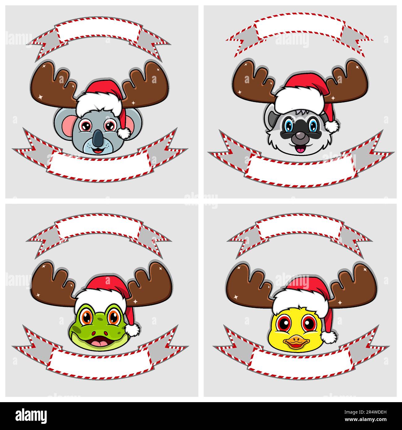Set Cute Animals Head Character. For Logo, emblem and label with ...