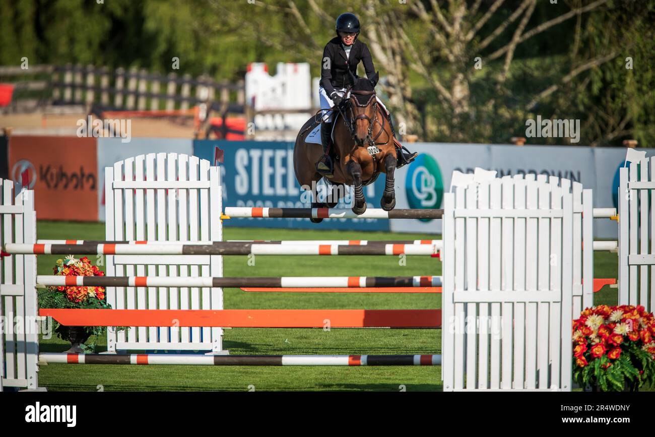 Amy Millar of Canada competes during the Major League Show Jumping ...