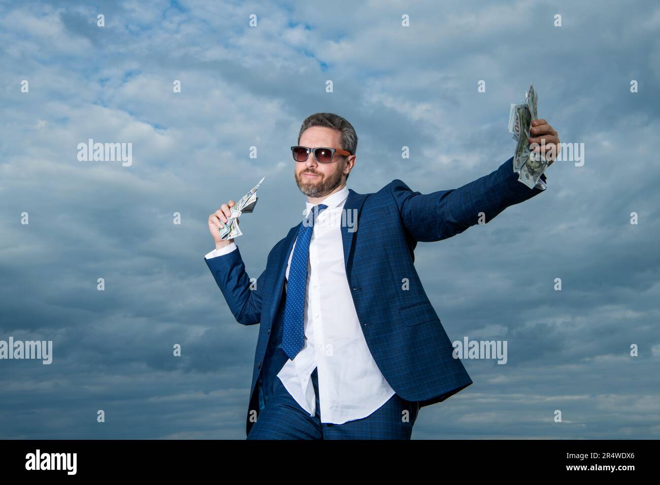 photo of positive billionaire man with money. billionaire man with ...