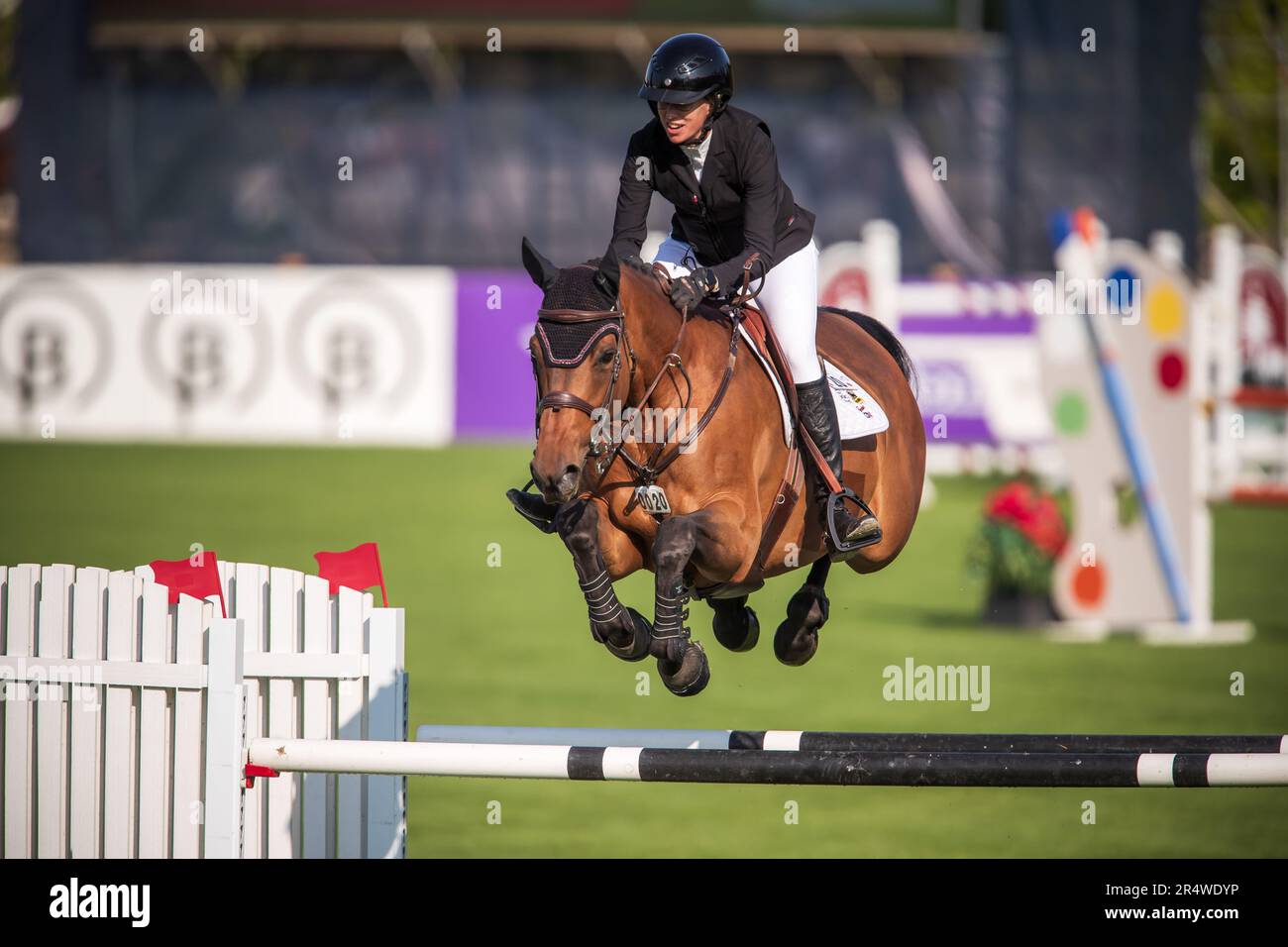 Amy Millar of Canada competes during the Major League Show Jumping ...