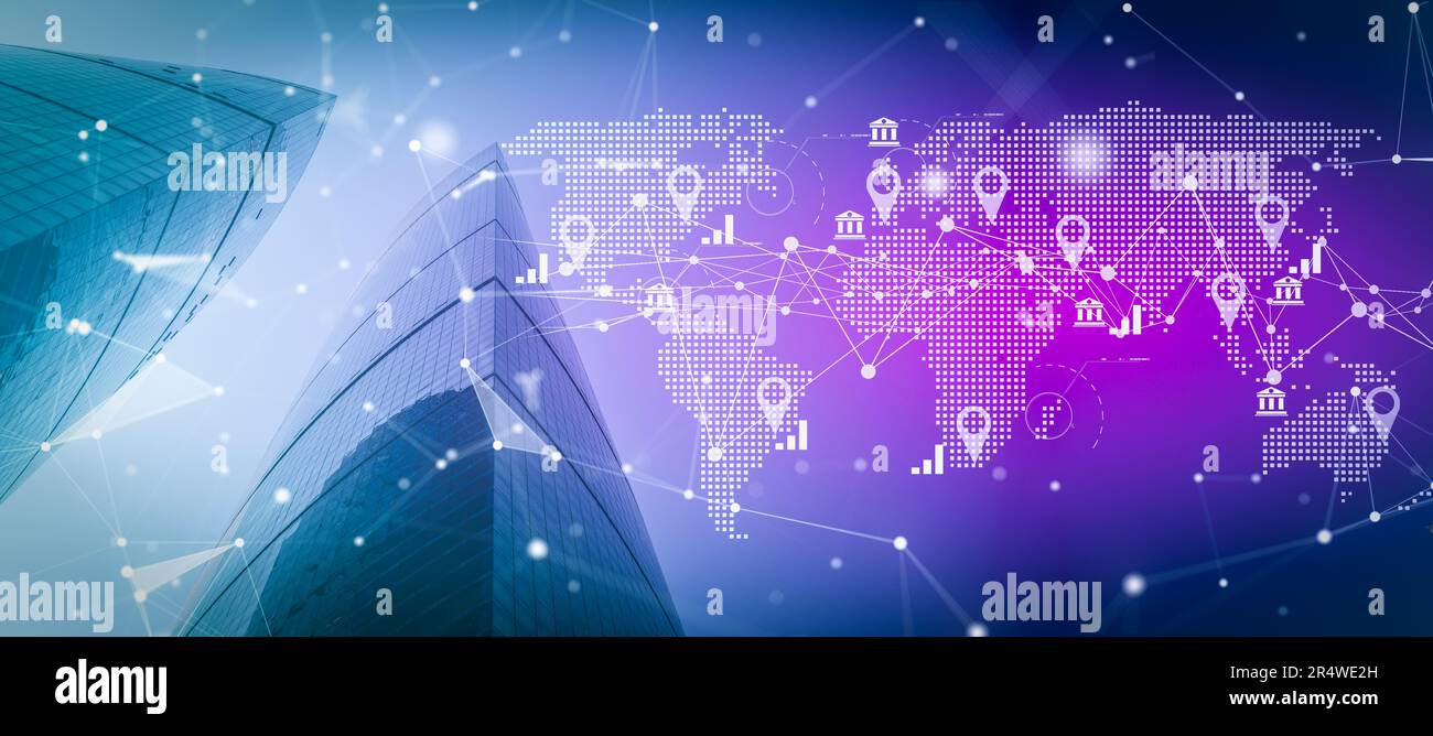 World global business background. Technology connect network map on ...