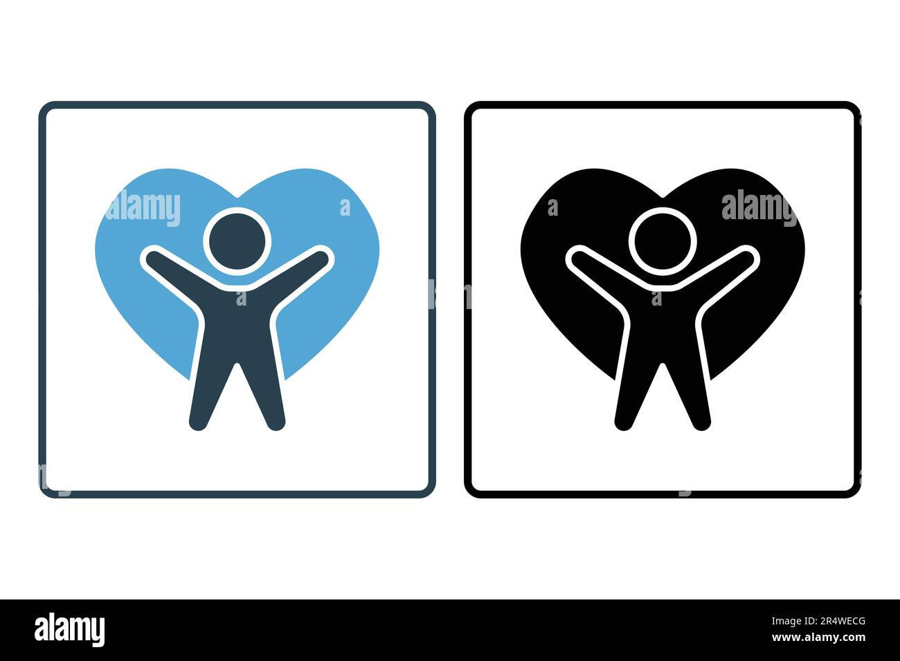 Wellness icon. People in heart. icon related to healthy living. Solid ...