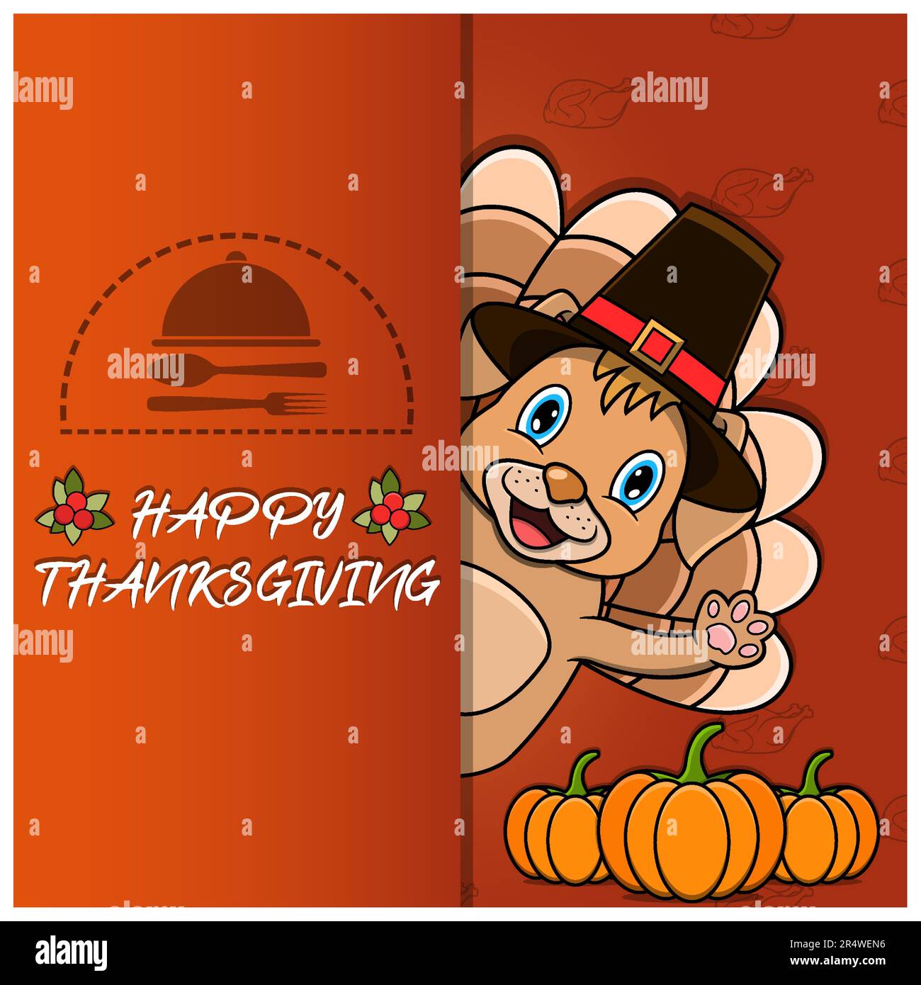 Thanksgiving card with Dog Character Design. Happy Thanksgiving ...