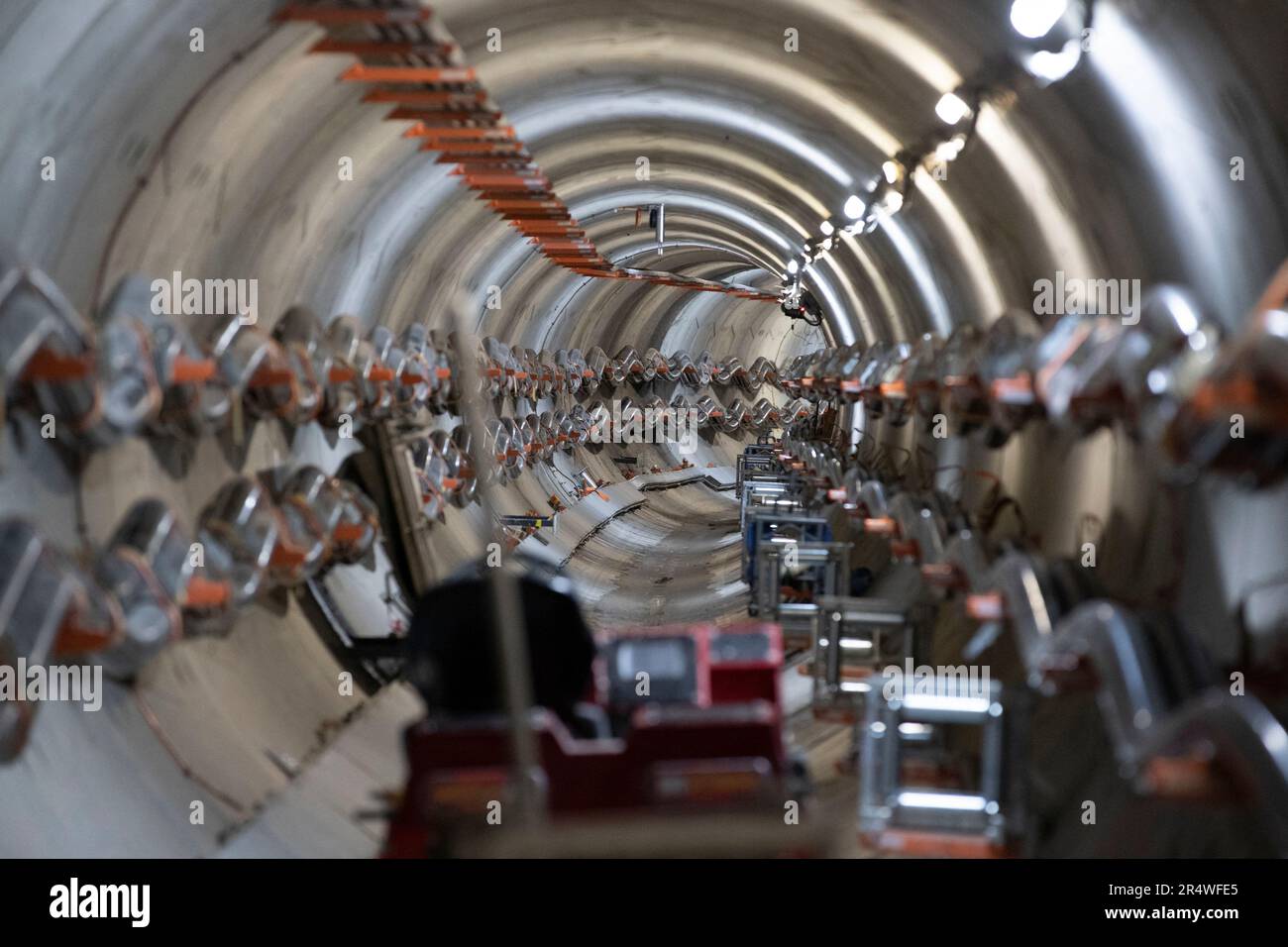 Paris, France. 30th May, 2023. Underground power grid tunnel designed ...