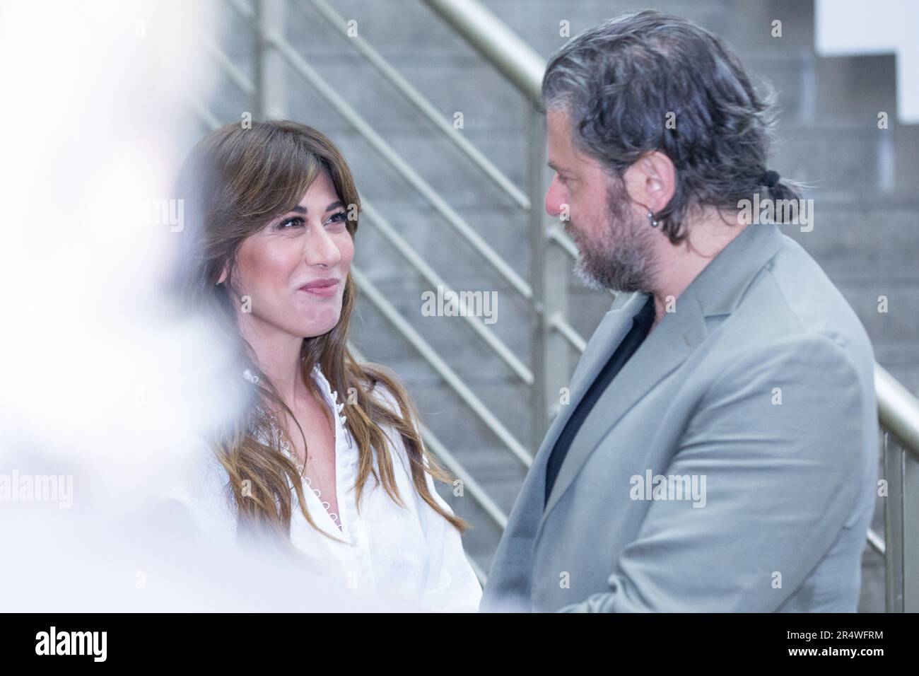 Roma, Italy. 30th May, 2023. Edoardo Pesce and Virginia Raffaele attend the photocall of the ...