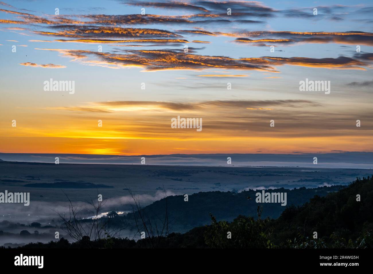 Colorful clouds at sunrise. Maasai Mara National Park, Kenya, Africa ...