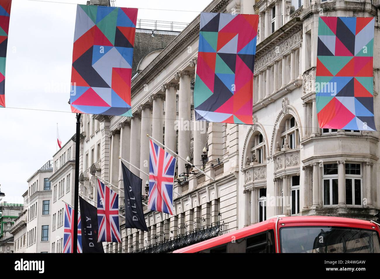 Piccadilly, London, UK. 30th May 2023. Flags on Piccadilly by member of ...