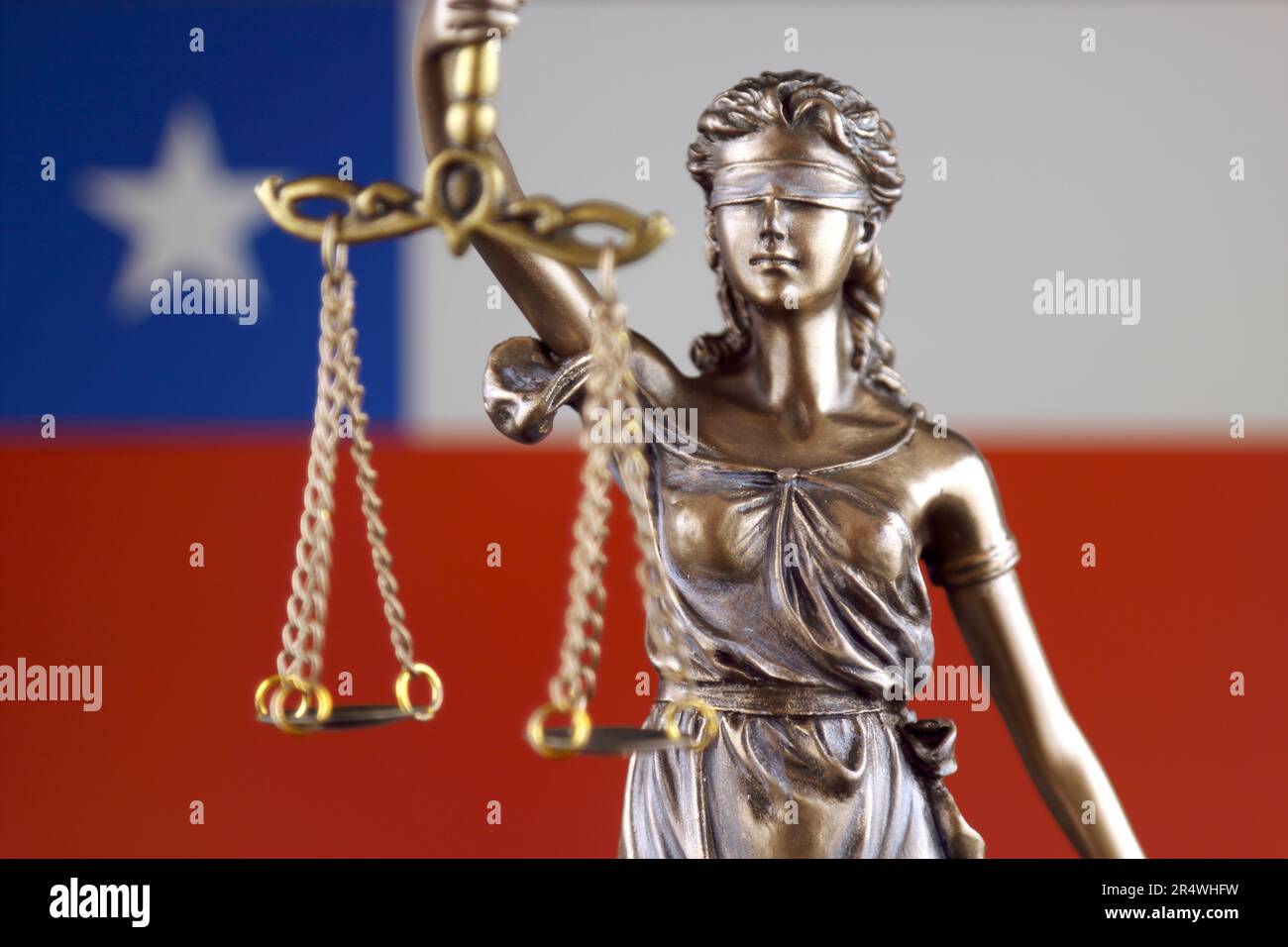 Symbol of law and justice with Chile Flag. Close up Stock Photo - Alamy