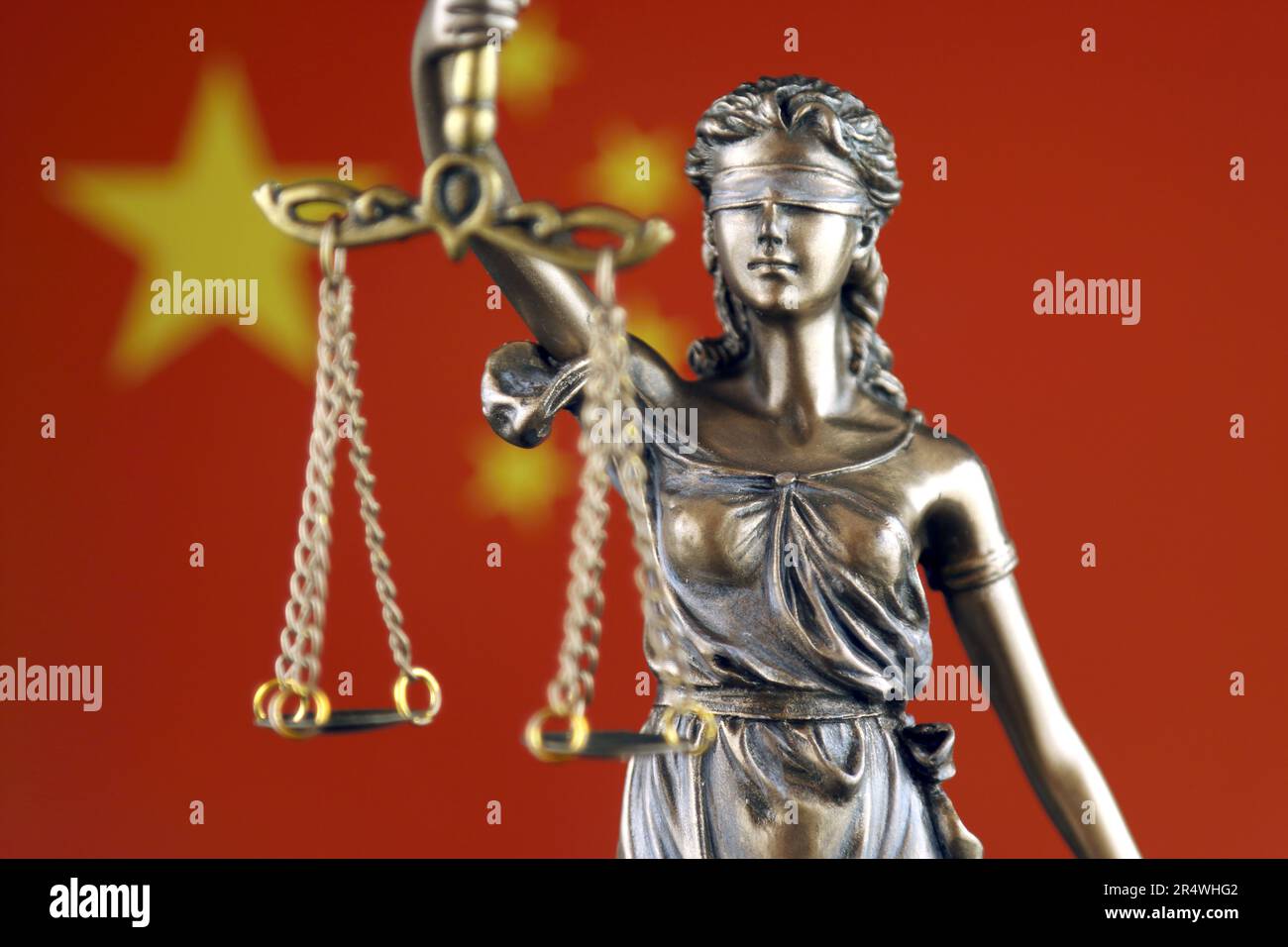 Symbol of law and justice with China Flag. Close up Stock Photo - Alamy