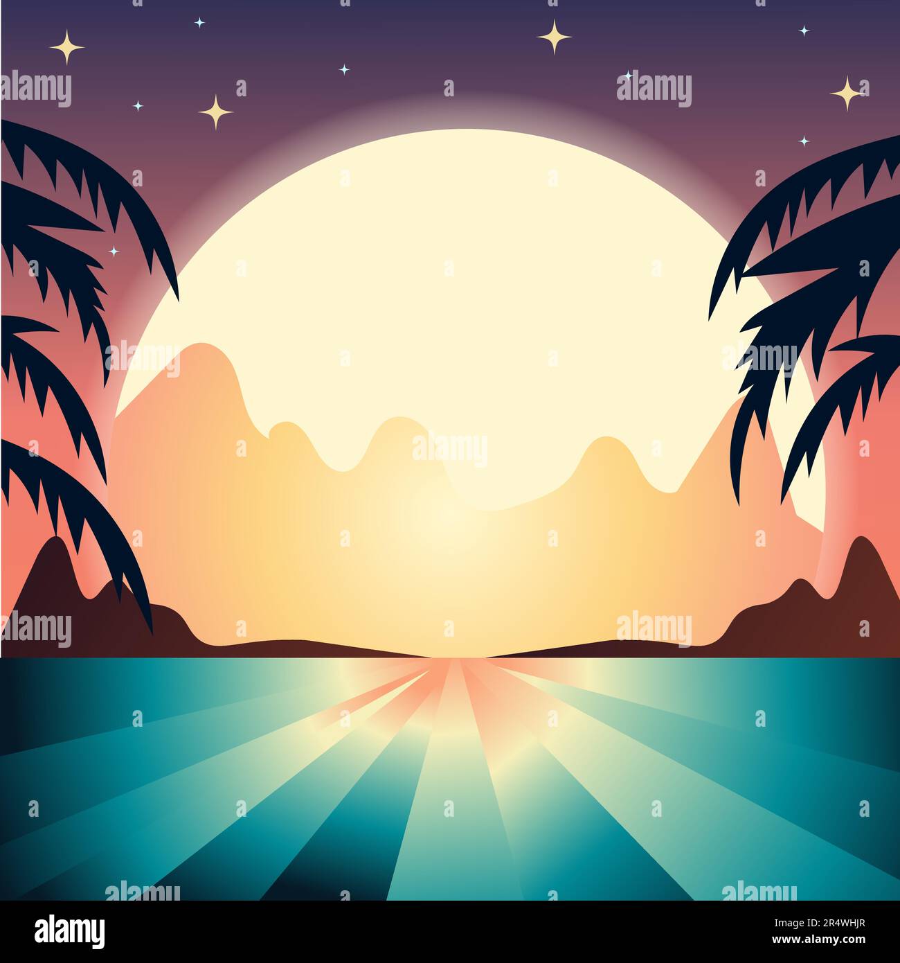 landscape on another planet sun order sunrise mountains landscape palm ...