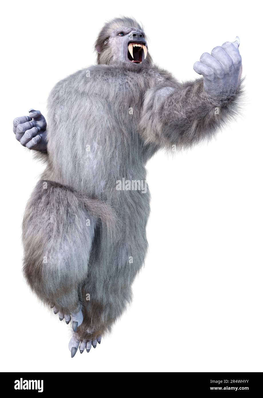 3D rendering of a snow beast creature or a Bigfoot isolated on white ...