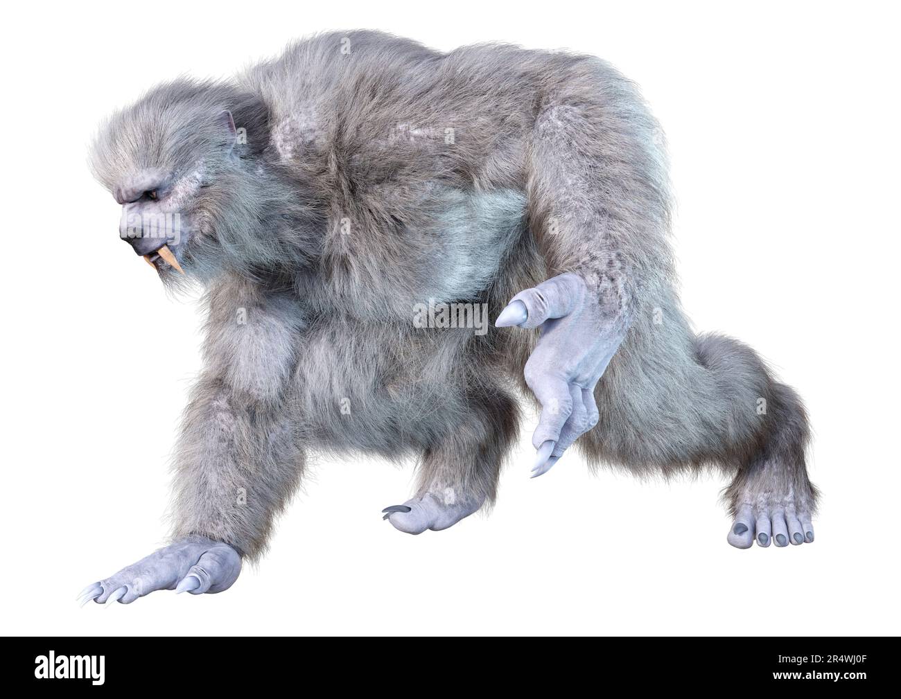 3D rendering of a snow beast creature or a Bigfoot isolated on white ...