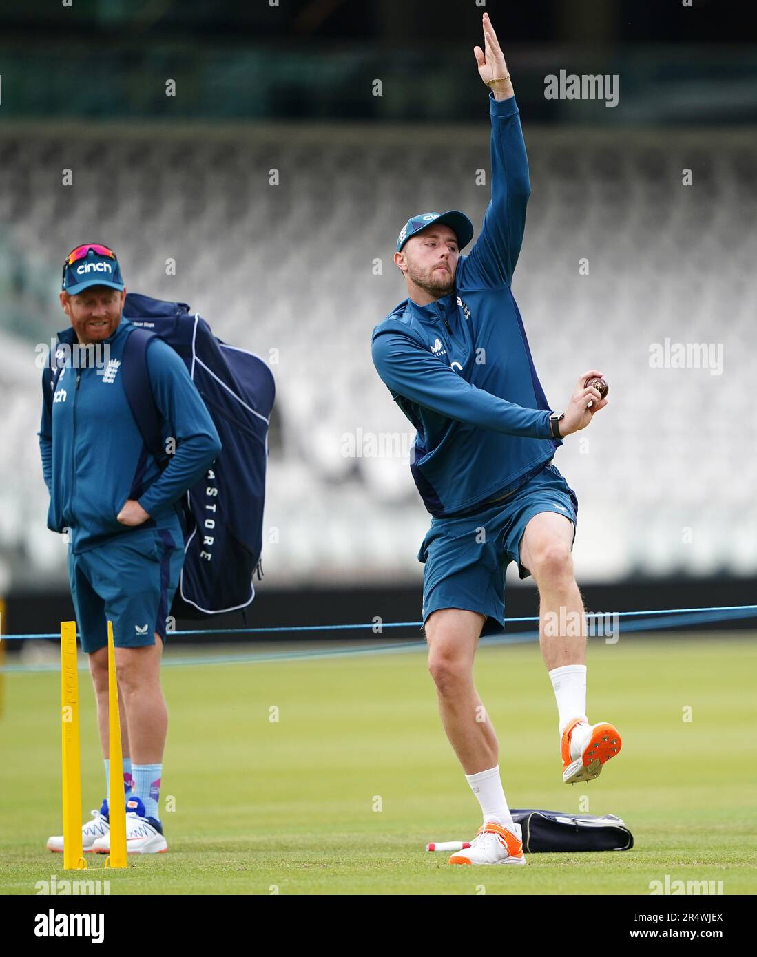 England's Ollie Robinson during a nets session at Lord's Cricket Ground ...