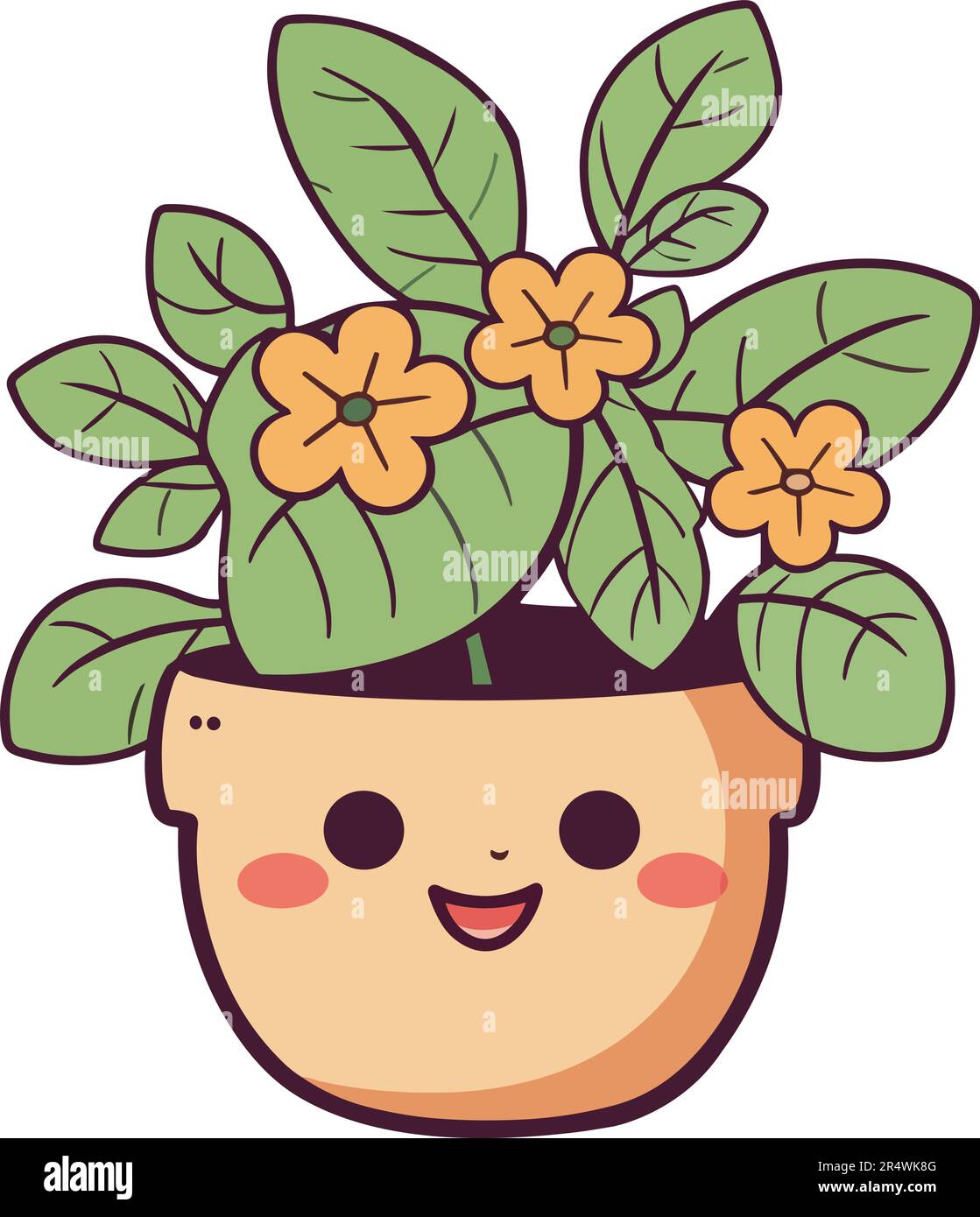 Cute flower pot smiling design, vector illustration isolated on white ...