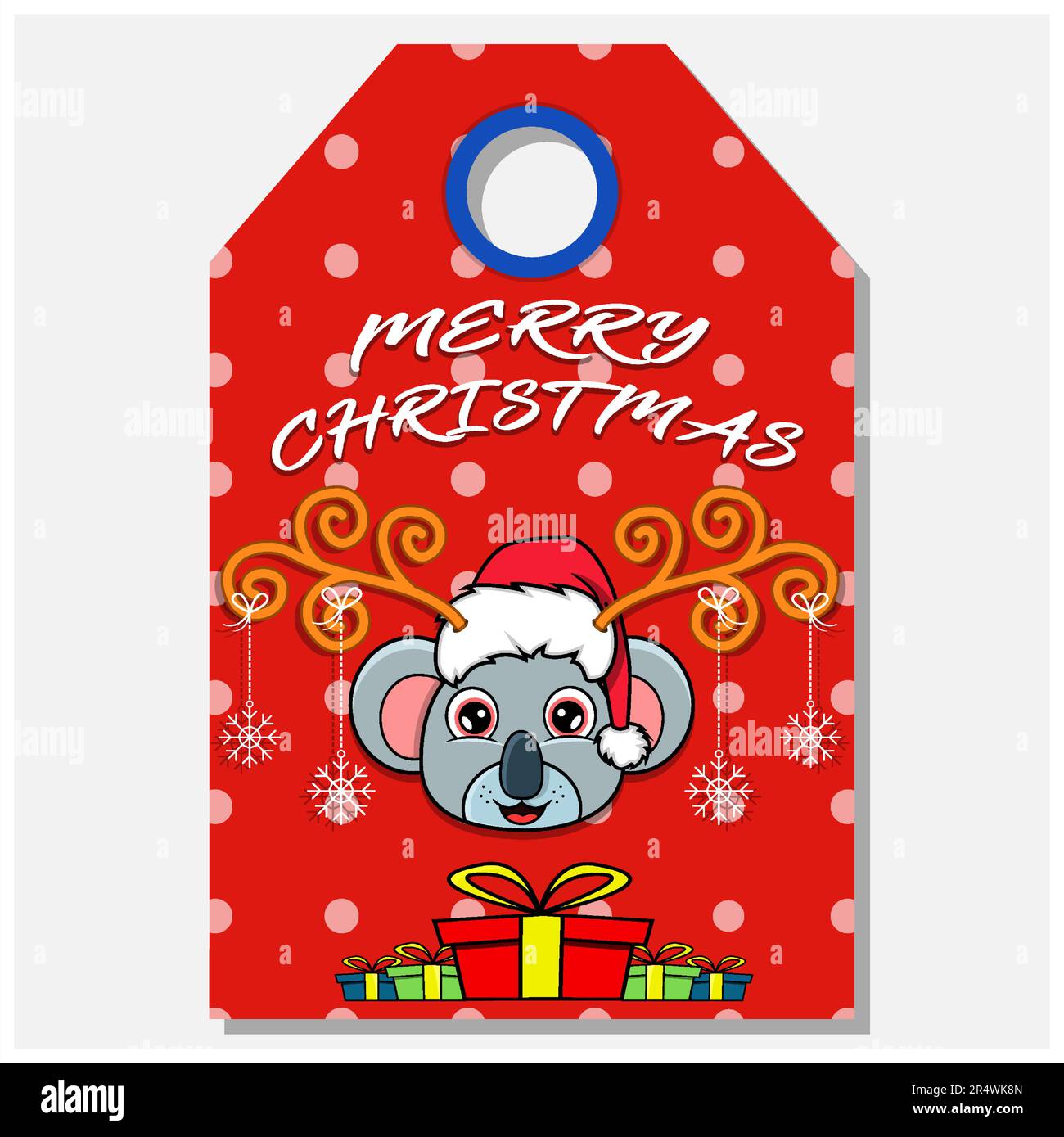 Merry Christmas Happy New Year hand drawn label tag With Cute Koala ...