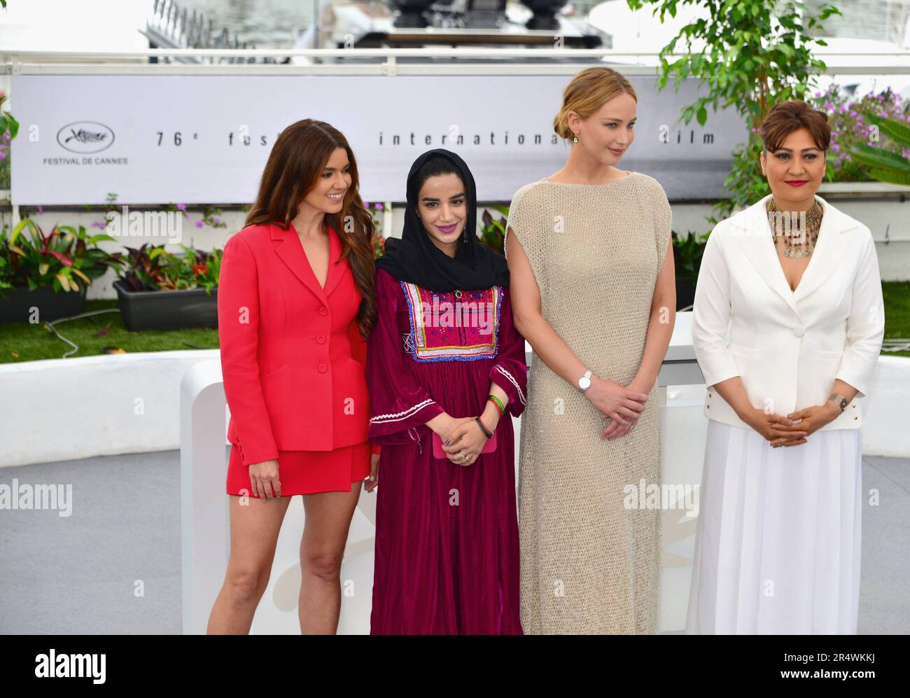 Justine Ciarrocchi, guest, Jennifer Lawrence (dress by Dior), Sahra ...