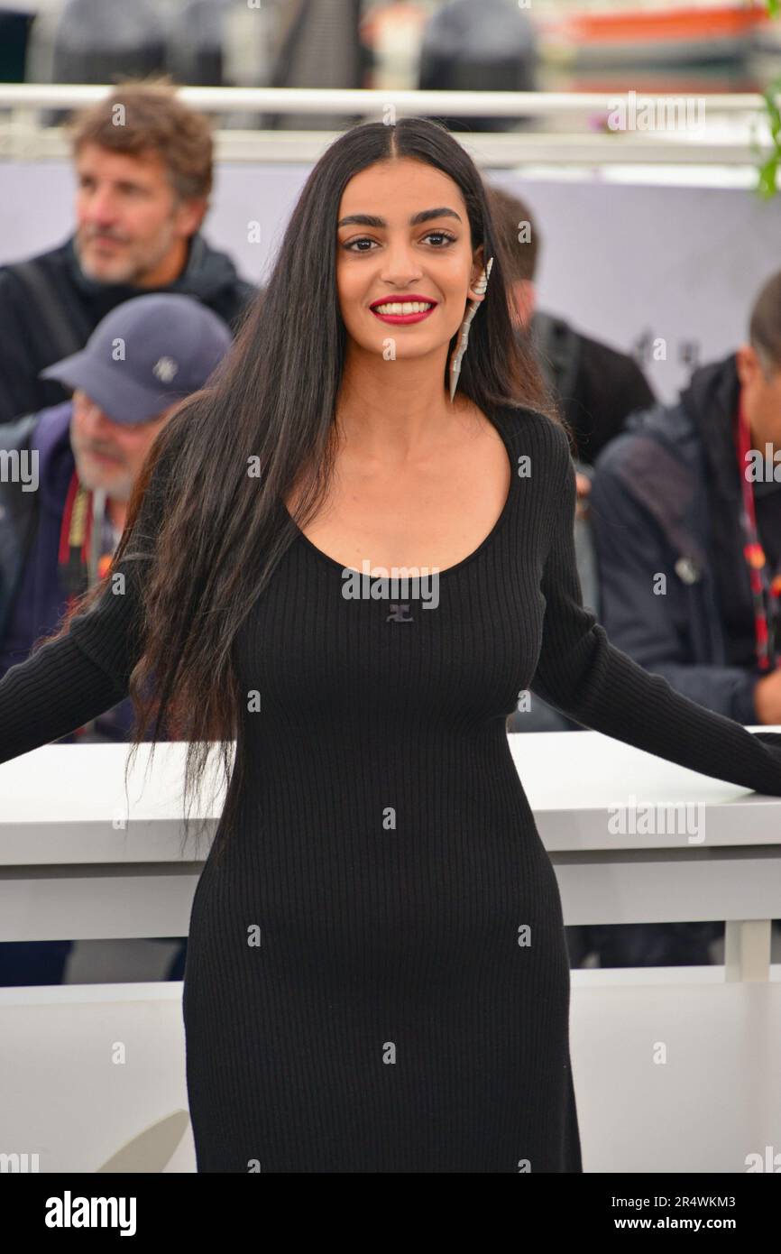 Meriem Amiar (dressed by Courrèges) Photocall of the film 'The King of Algiers' ('Omar la fraise ...