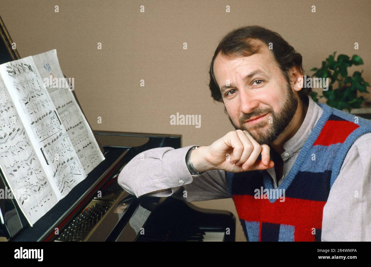 Portrait of French composer Pierre Porte at home, circa 1987 Stock ...