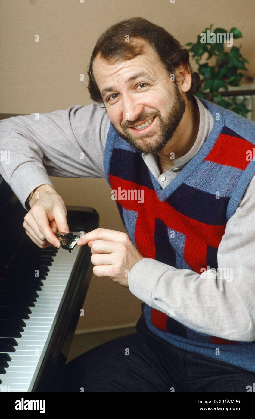 Portrait of French composer Pierre Porte at home, circa 1987 Stock ...