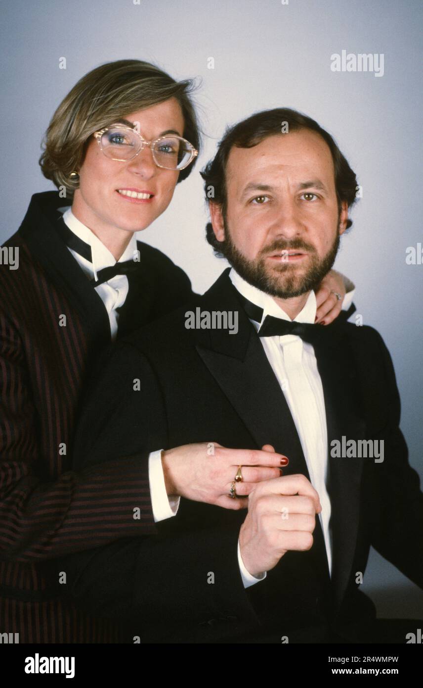 Portrait of French composer Pierre Porte with his wife, circa 1987 ...