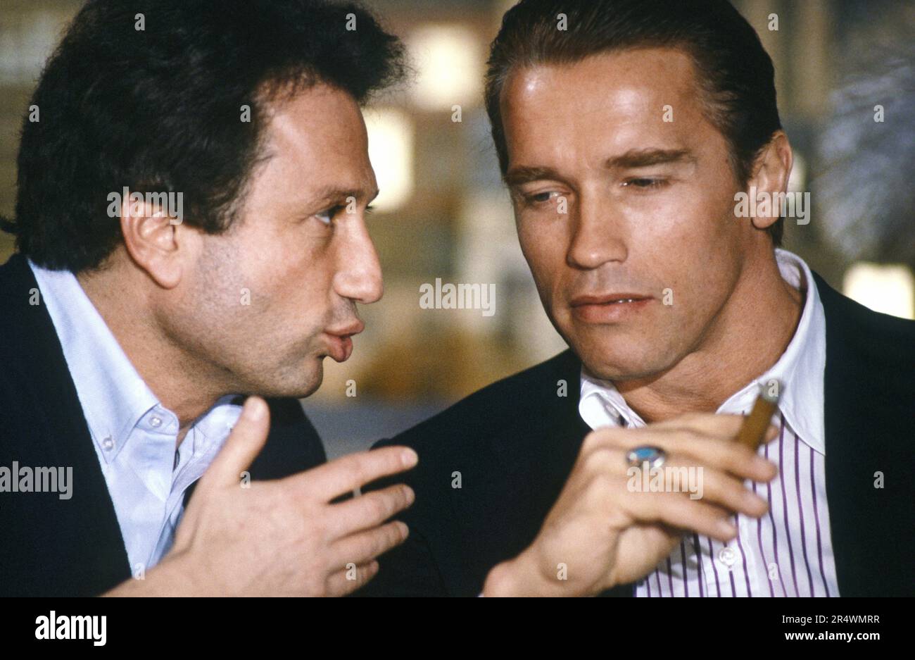 Arnold Schwarzenegger on the set of the TV show "Champs Elysées" on ...