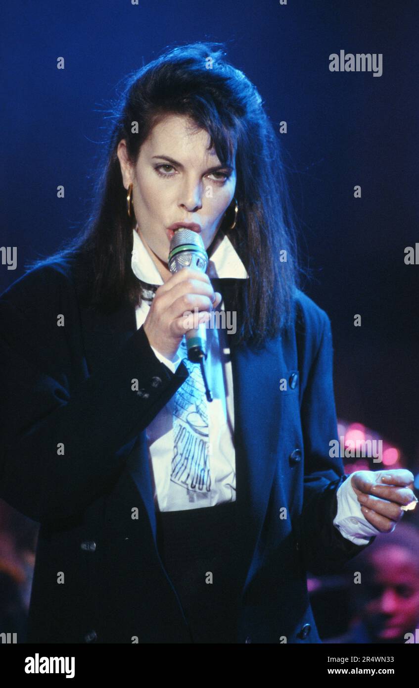 The French singer Dani on the set of the French variety show "Childéric ...