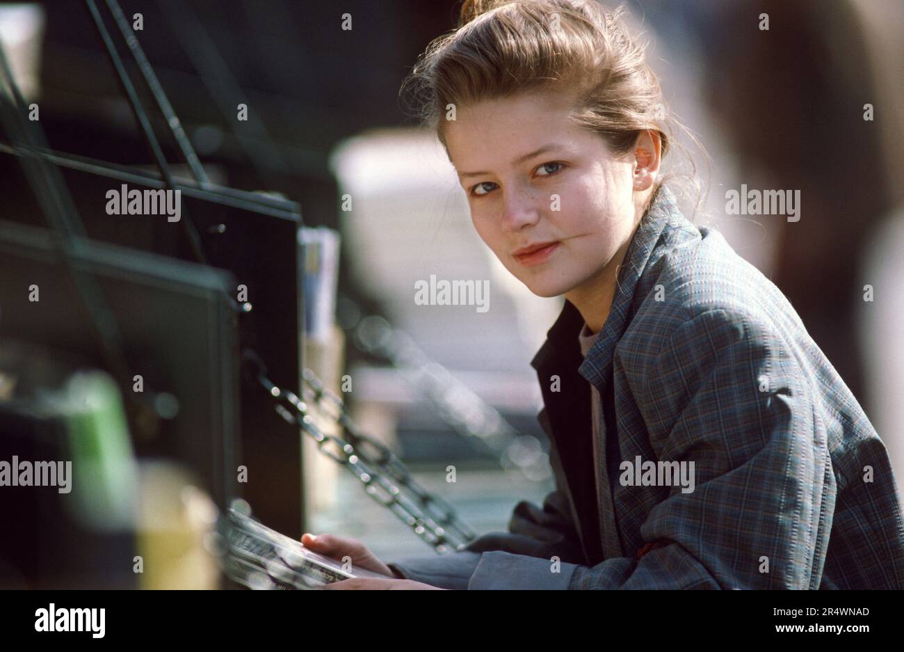 French actress Laure Marsac. Quais de Seine in Paris, 1986 Stock Photo ...
