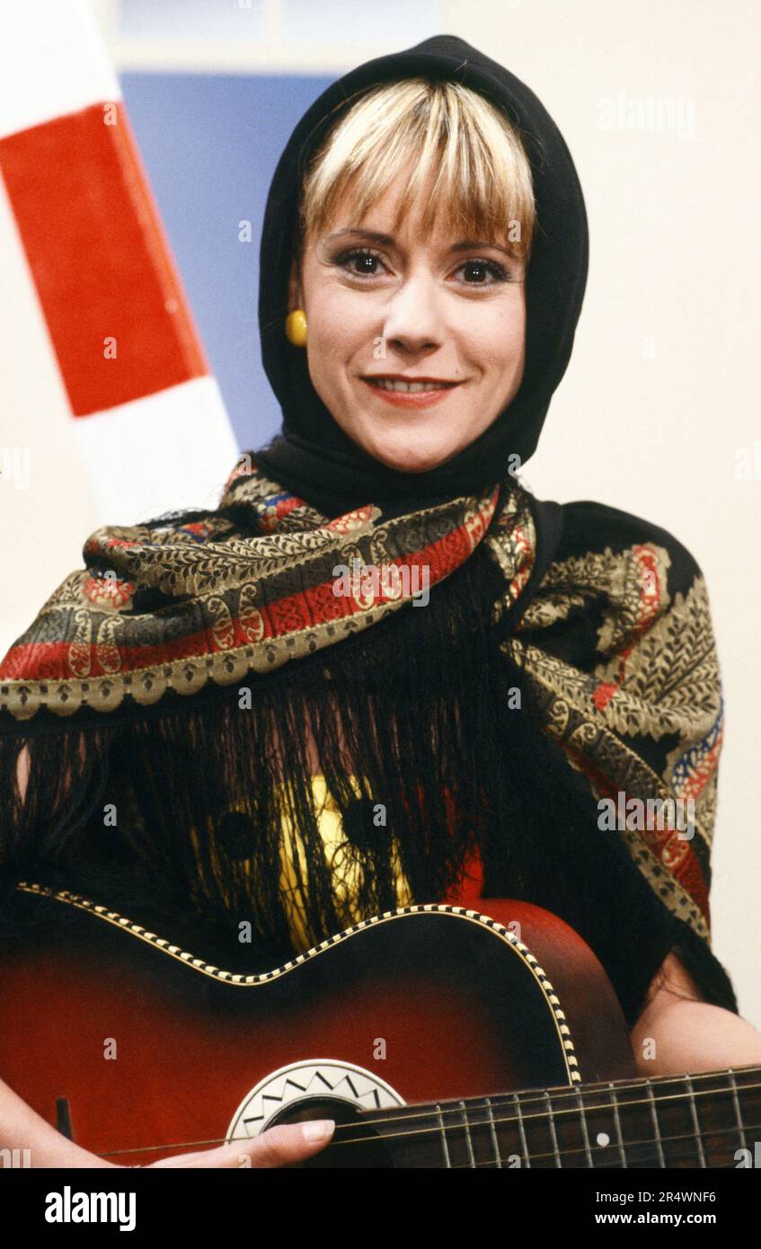 French TV presenter Dorothée on the set of the TV variety show ...