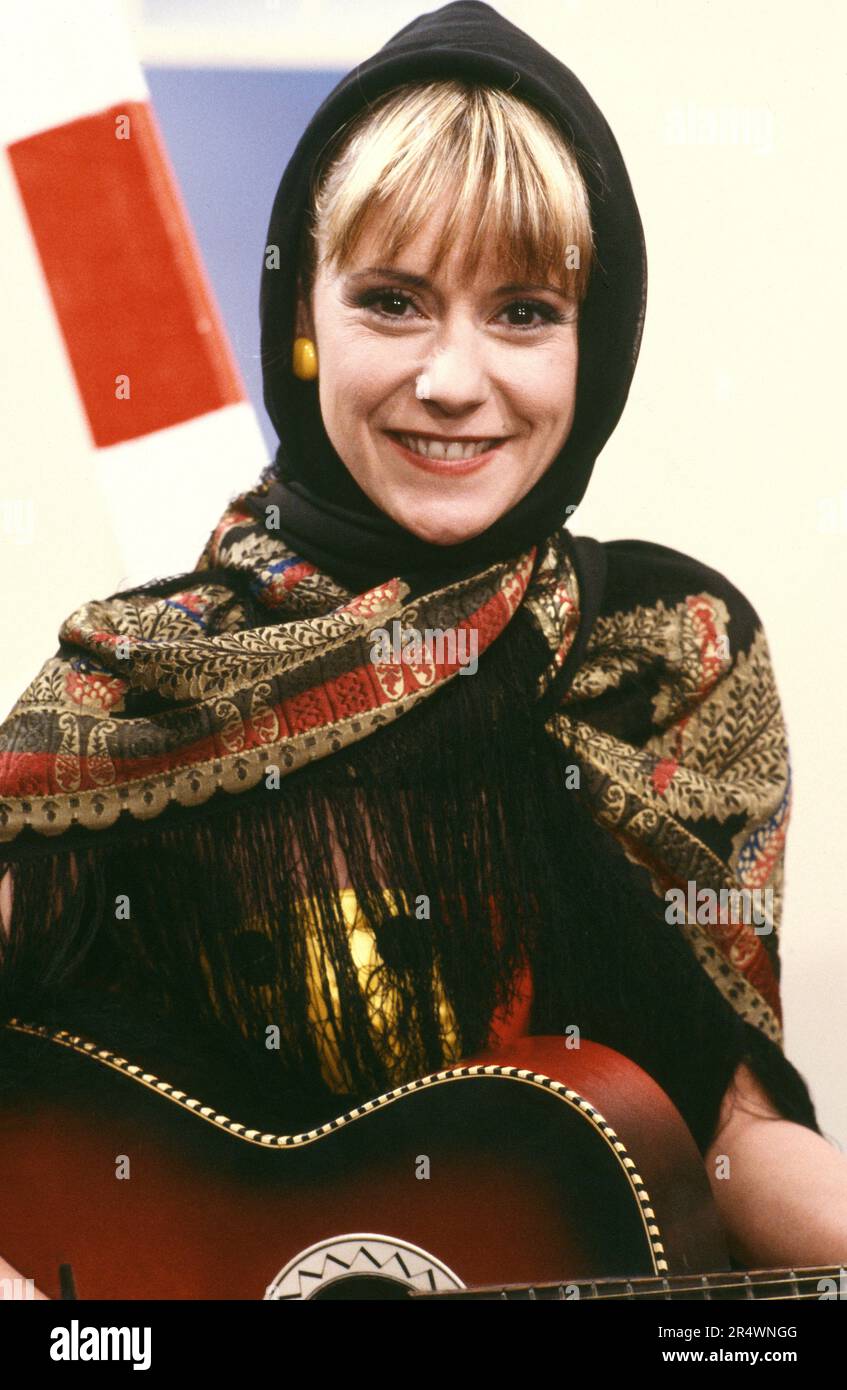 French TV presenter Dorothée on the set of the TV variety show ...