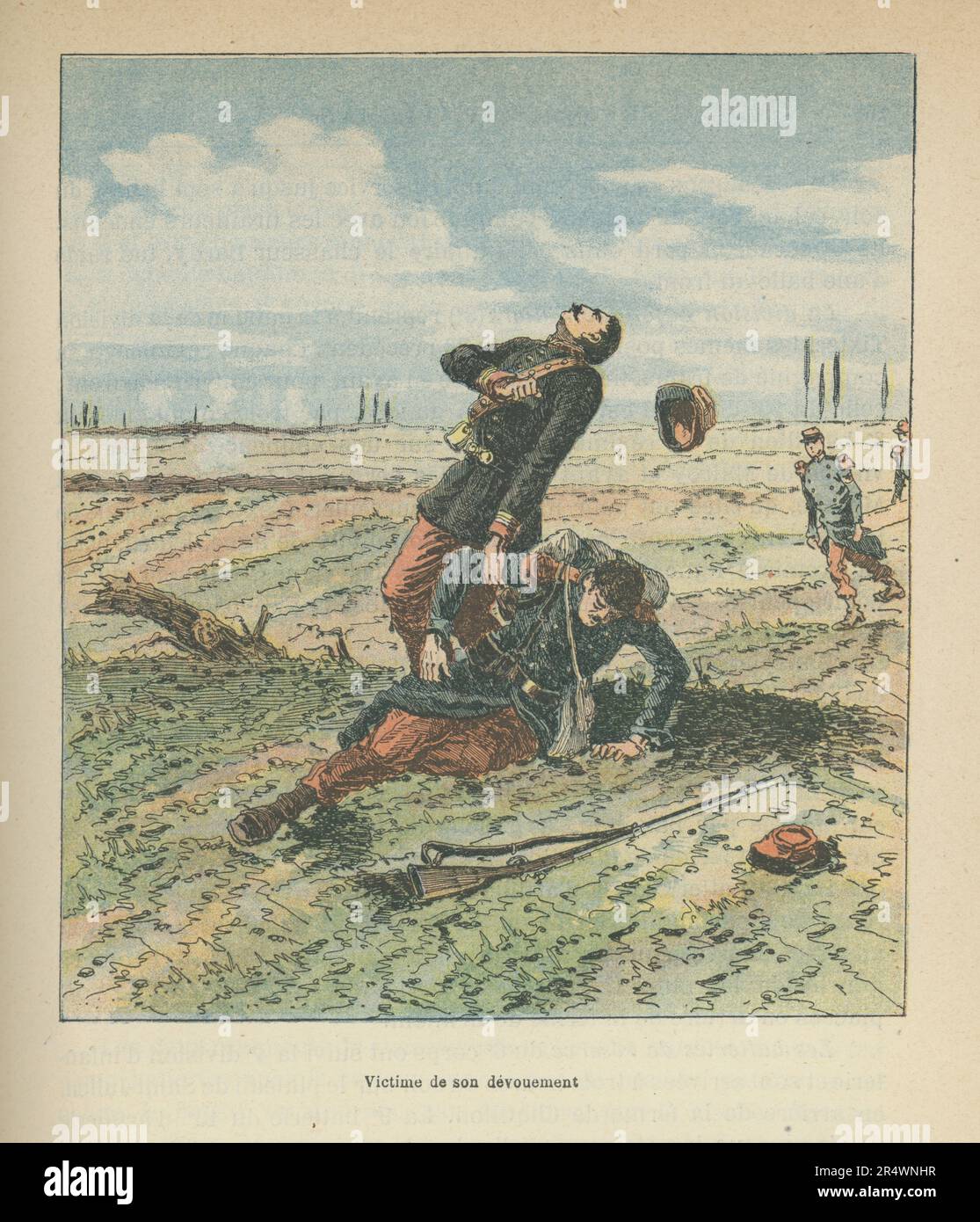 French soldier shot while rescuing a comrade. Illustration published in ...