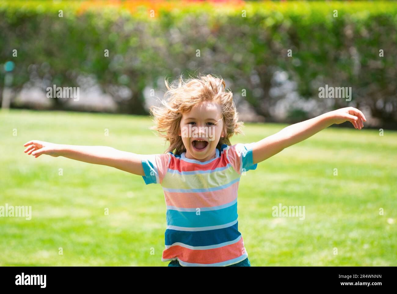 Excited kids. Happy child, adorable lovely kid. Joyful portrait of ...