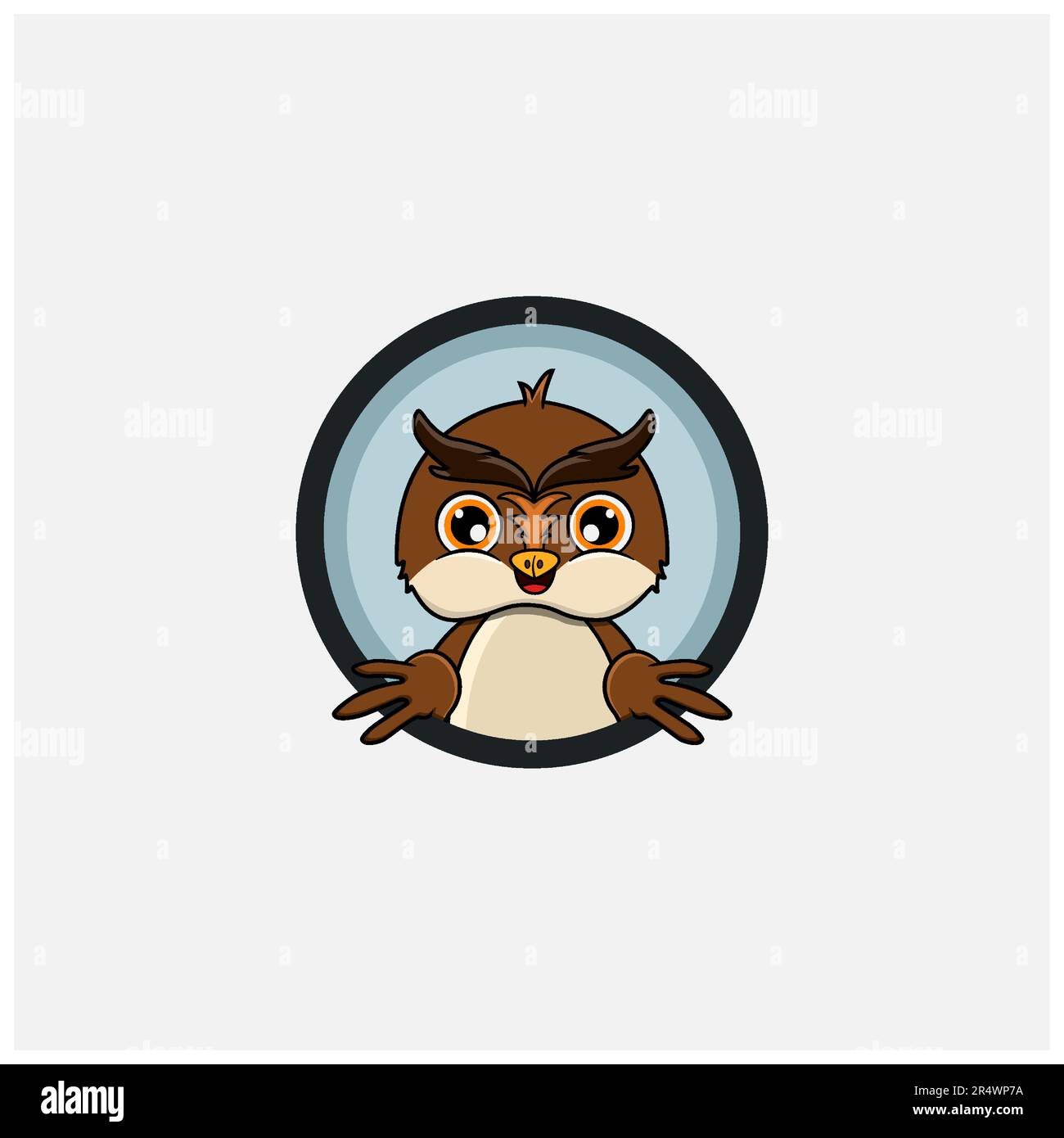 Funny Owl Head Character Design. Perfect For Logo, Label, Template and Icon. Vector and ...