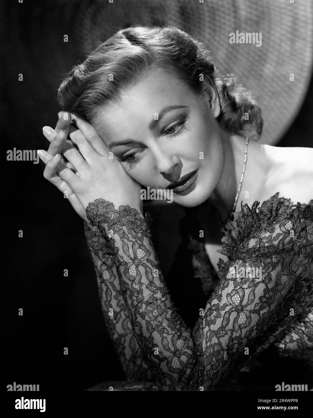 Virginia Grey Portrait with lace dress Stock Photo - Alamy