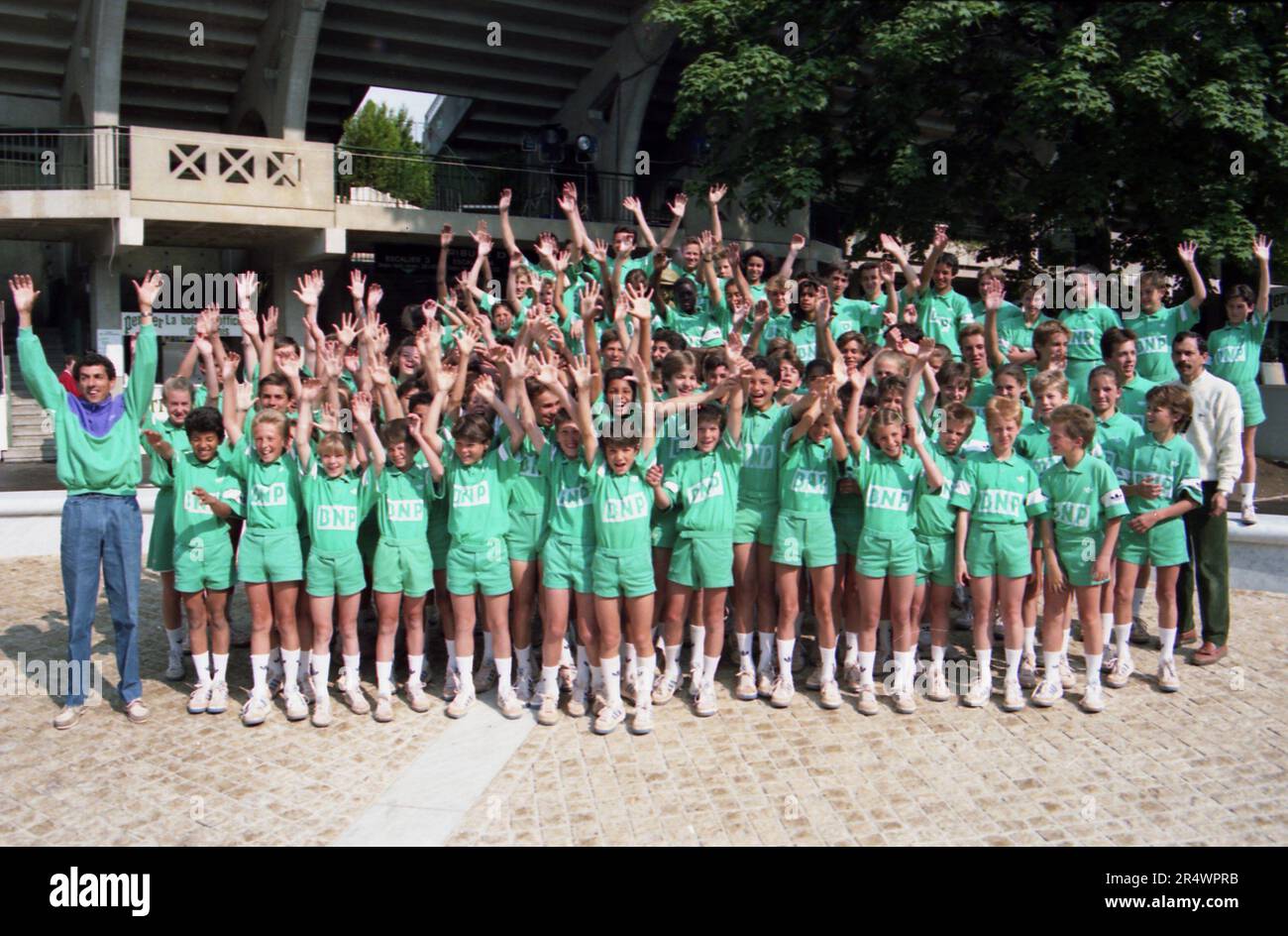 Team of young ball boys and girls at the French Open tournament (Roland ...