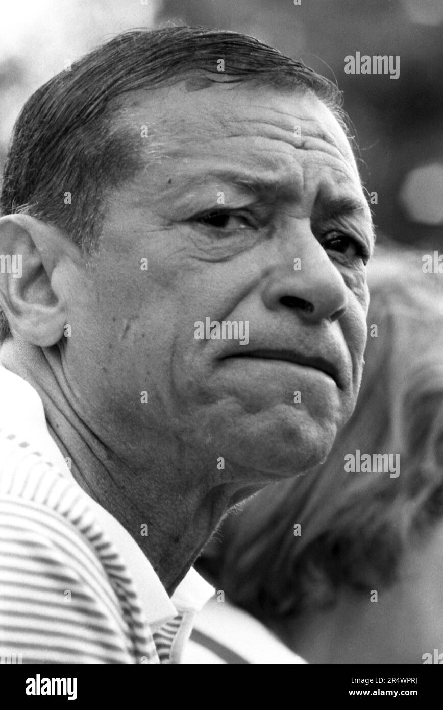 Portrait of French singer Henri Salvador in the stands of the French ...
