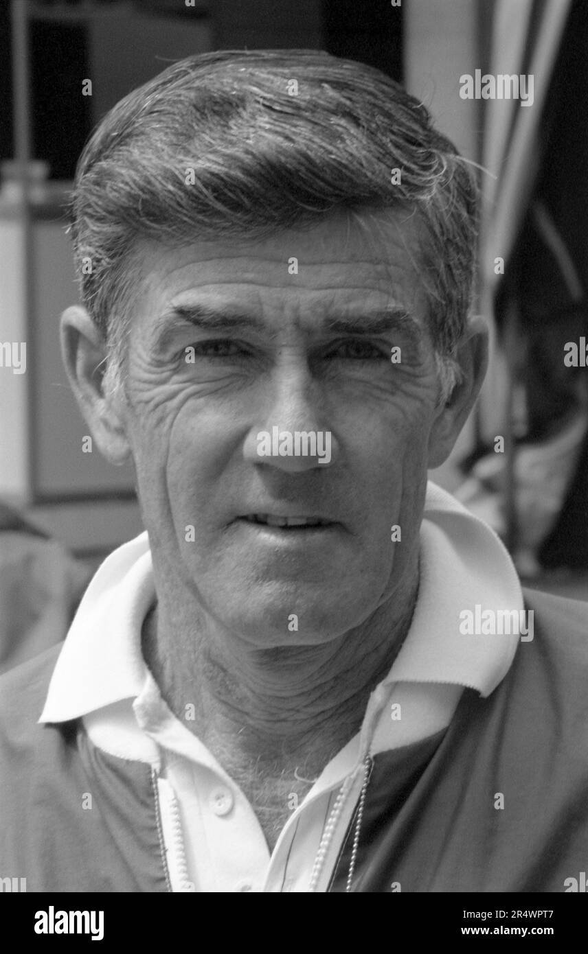 Portrait of Australian tennis player Ken Rosewall in the stands of the ...