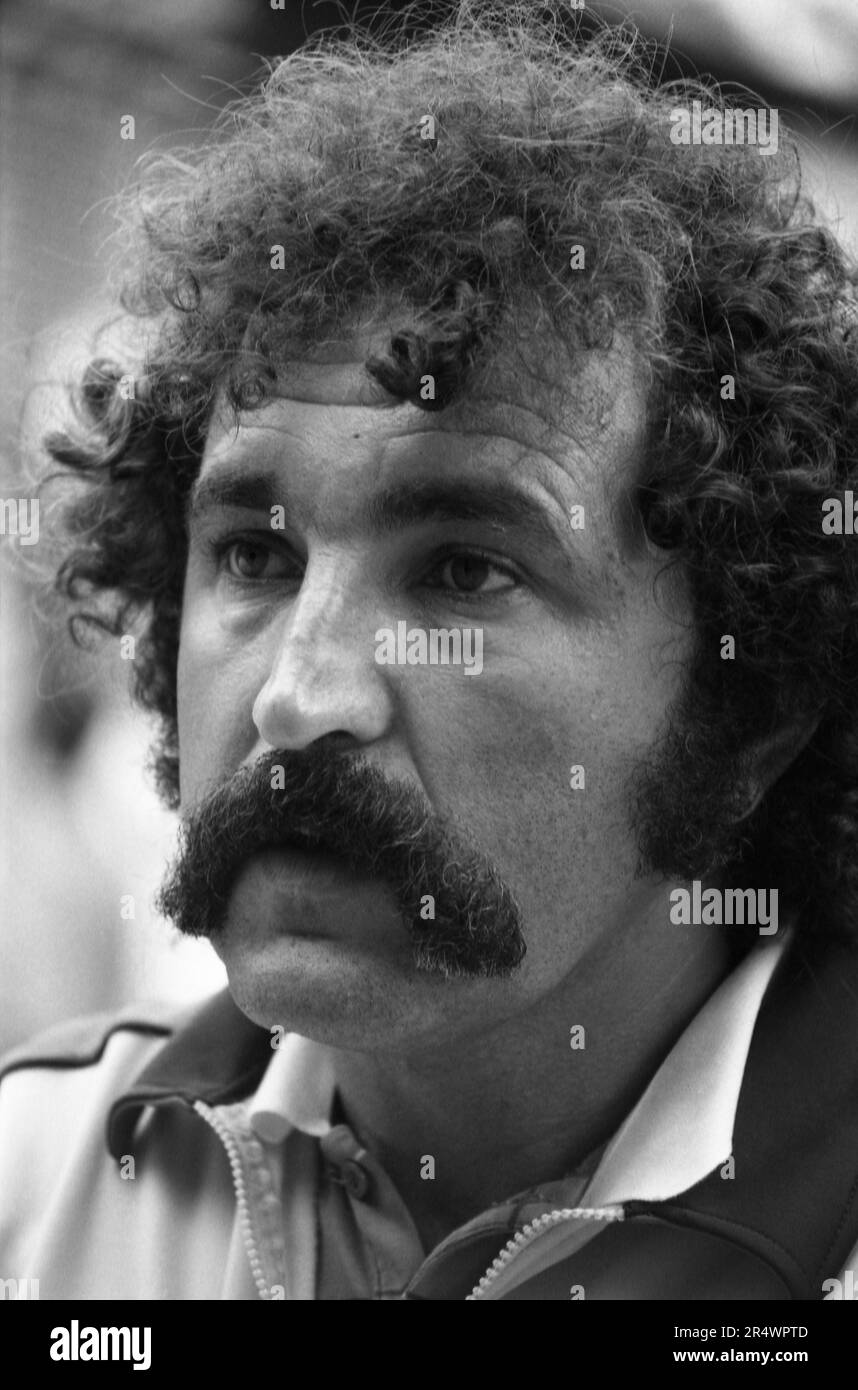 Portrait of Romanian tennis player Ion Tiriac in the stands of the ...
