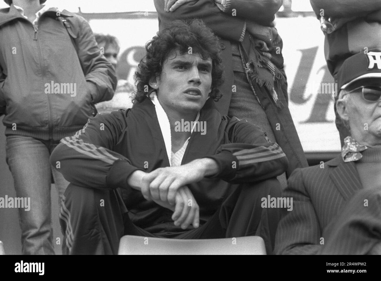 Paraguayan tennis player Victor Pecci in the stands of the Roland ...