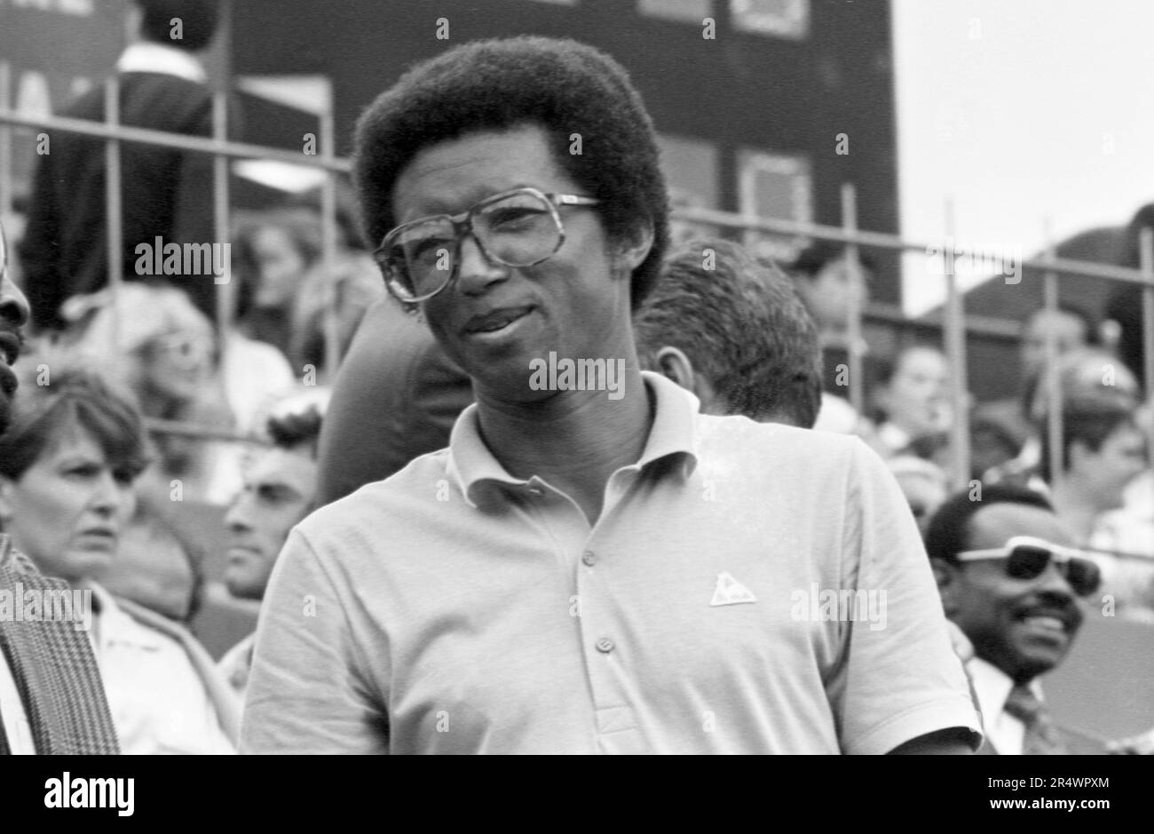 Portrait of American tennis player Arthur Ashe during the French Open ...