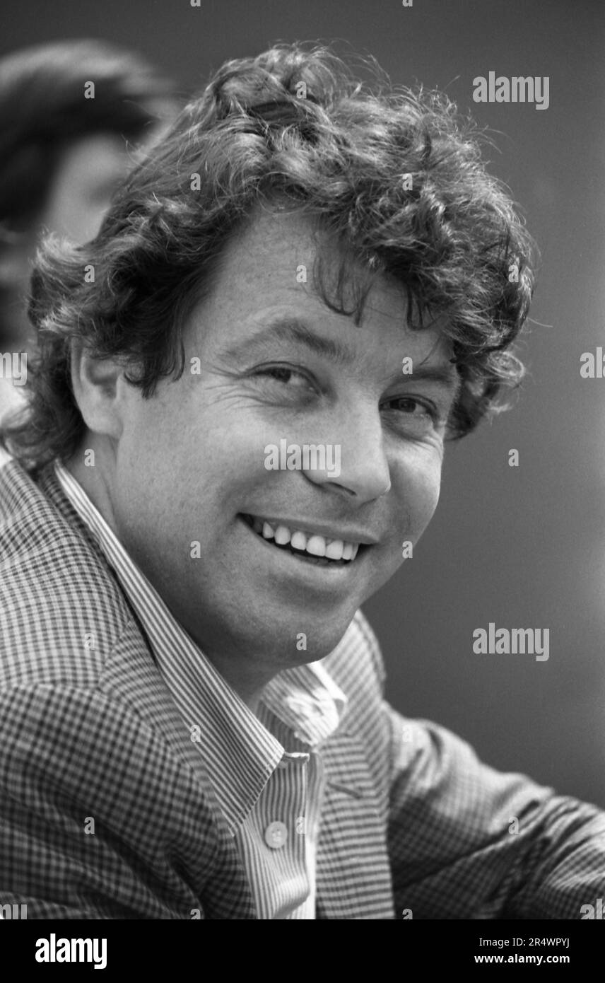 Portrait of French humorist Michel Leeb in the stands of the French ...