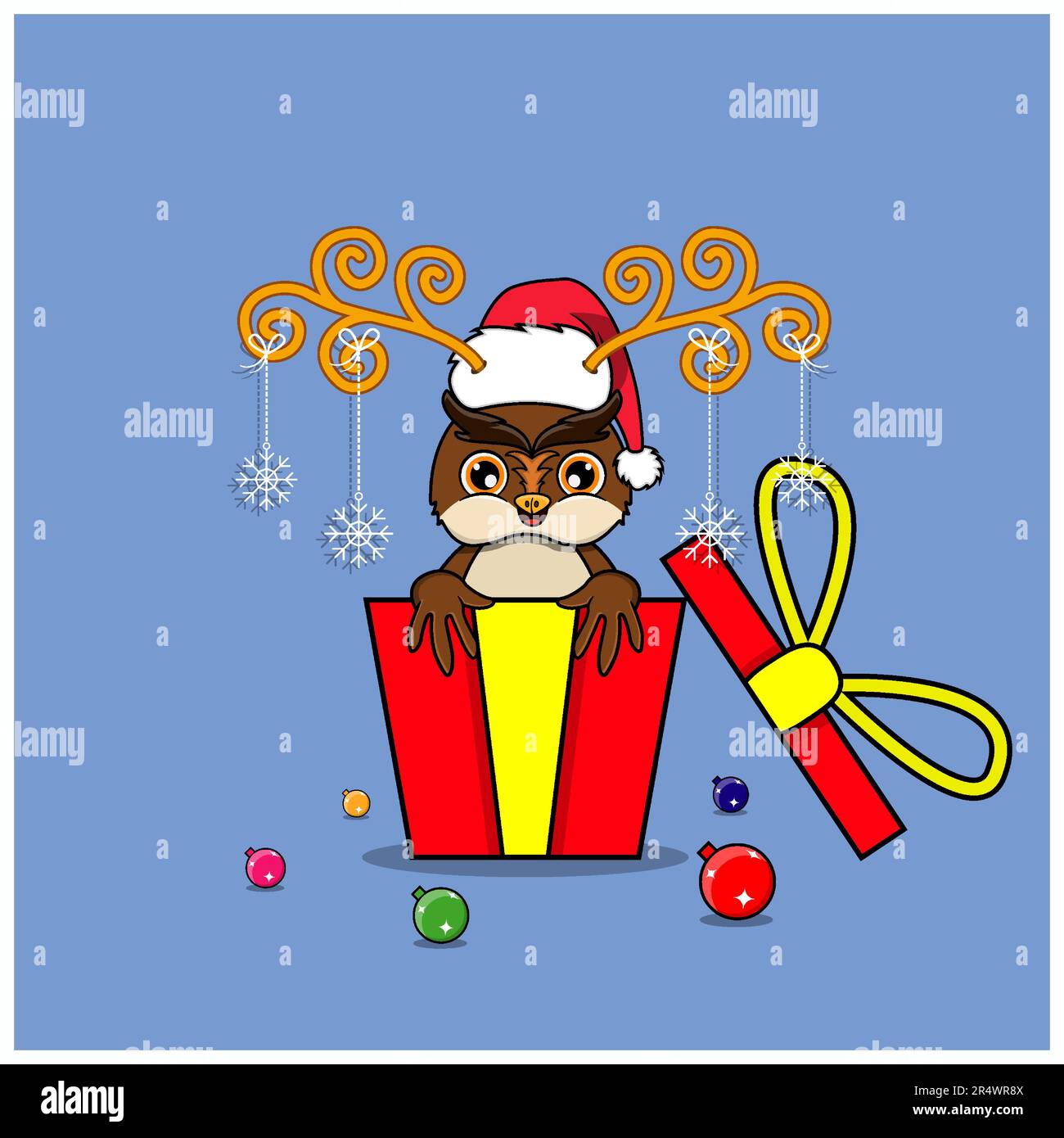 Cute cartoon owl santa Cut Out Stock Images & Pictures - Alamy