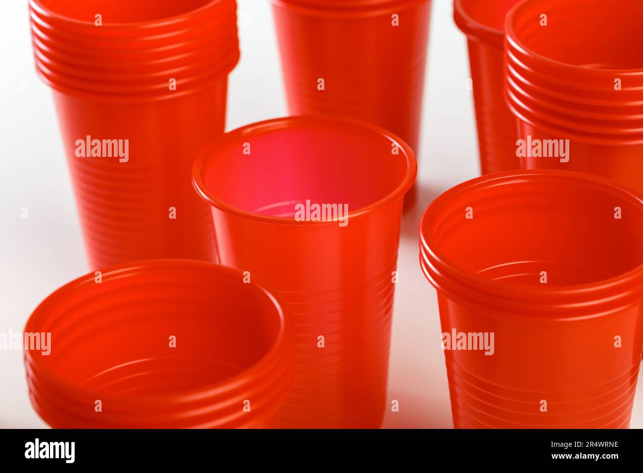 red disposable plastic glasses Stock Photo - Alamy