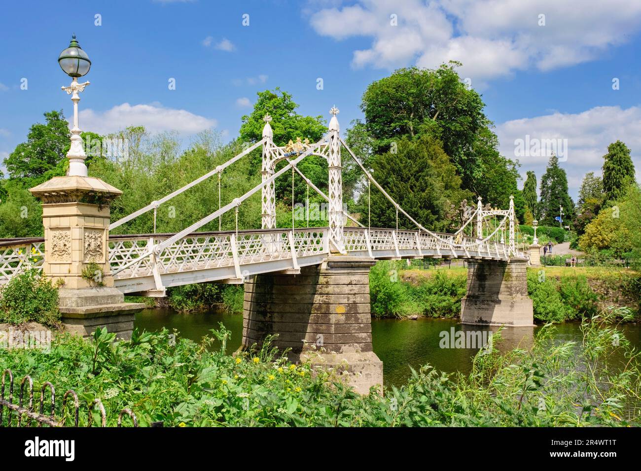 Victoria bridge footbridge over the River Wye. Hereford, Herefordshire ...