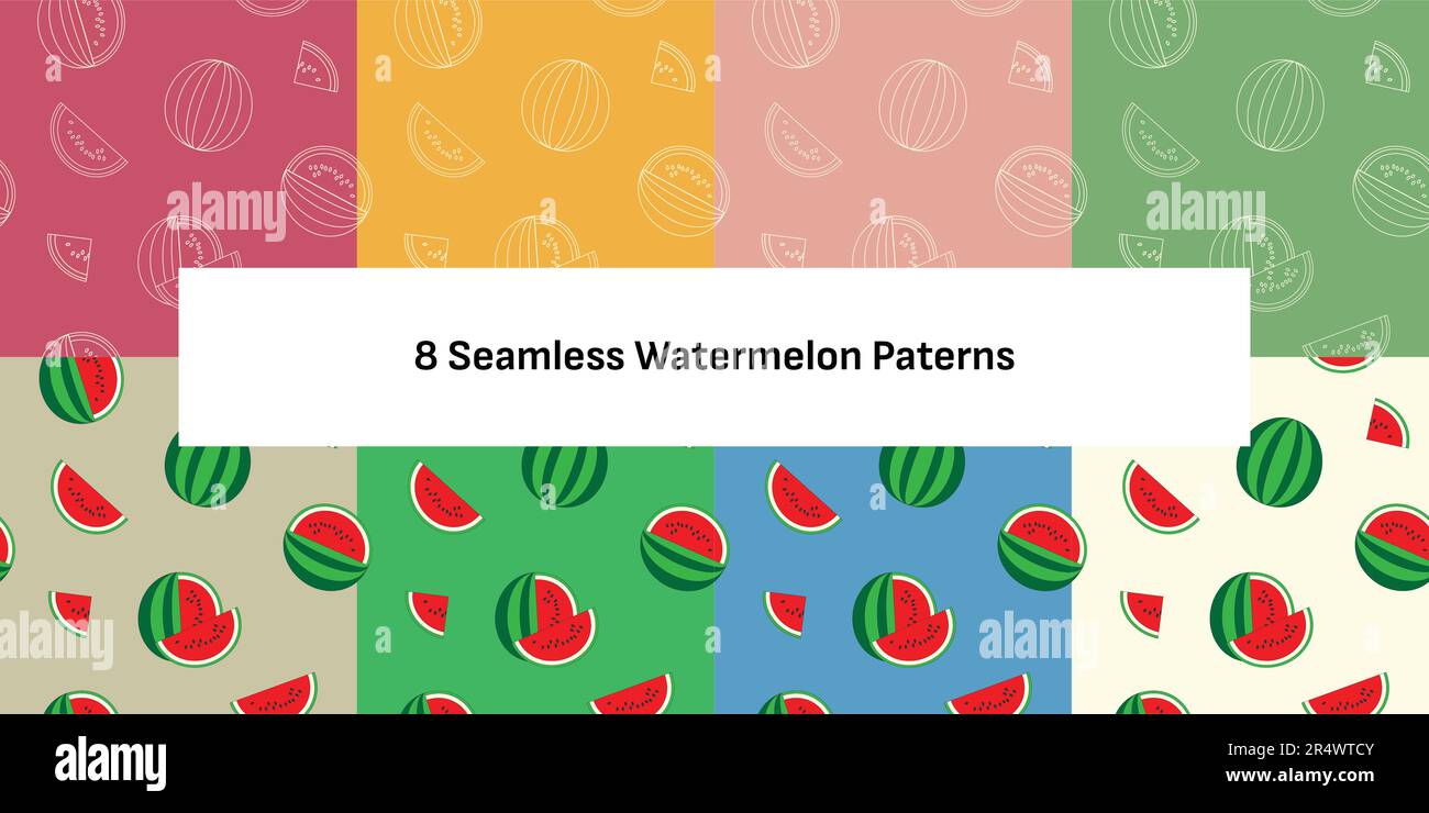 8 Seamless Watermelon Patterns Stock Vector Image & Art - Alamy