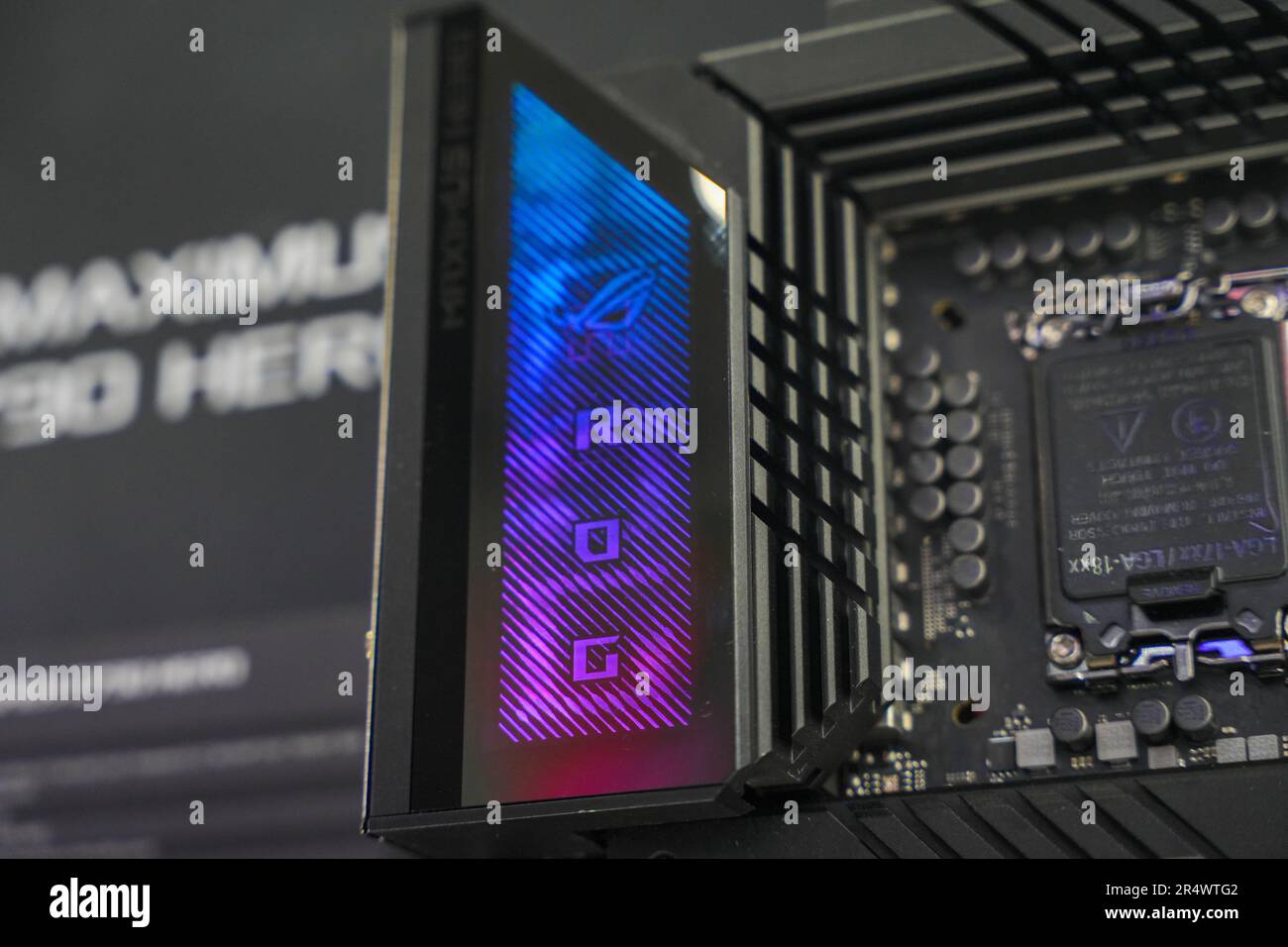 A mother board made by Republic of Gamers (ROG), Asus brand for gaming ...