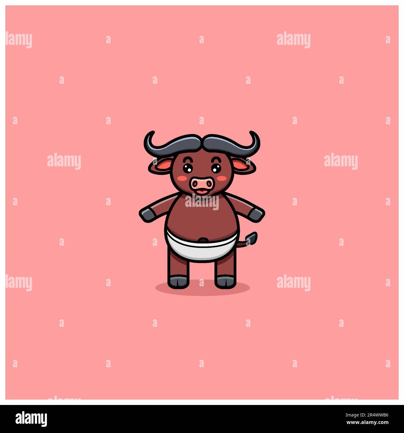 Cute Buffalo Standing. Vector and Illustration Stock Vector Image & Art ...