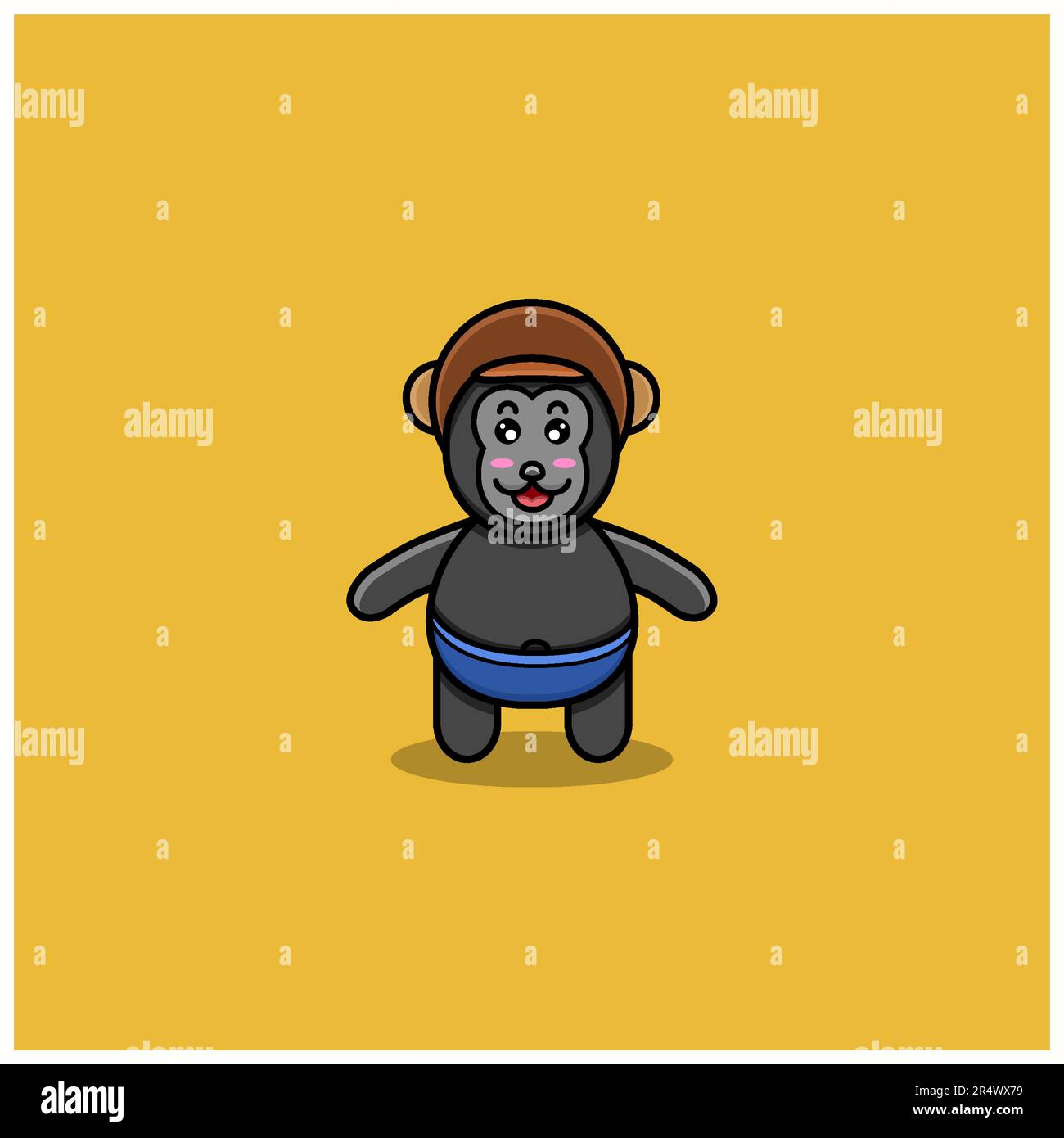 Cute Baby King Kong Wearing Helmet. Character, Mascot, Icon, Logo ...