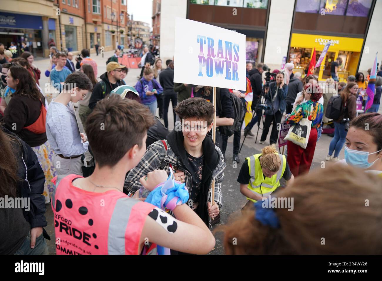 People protest in Oxford where Professor Kathleen Stock, who quit her ...