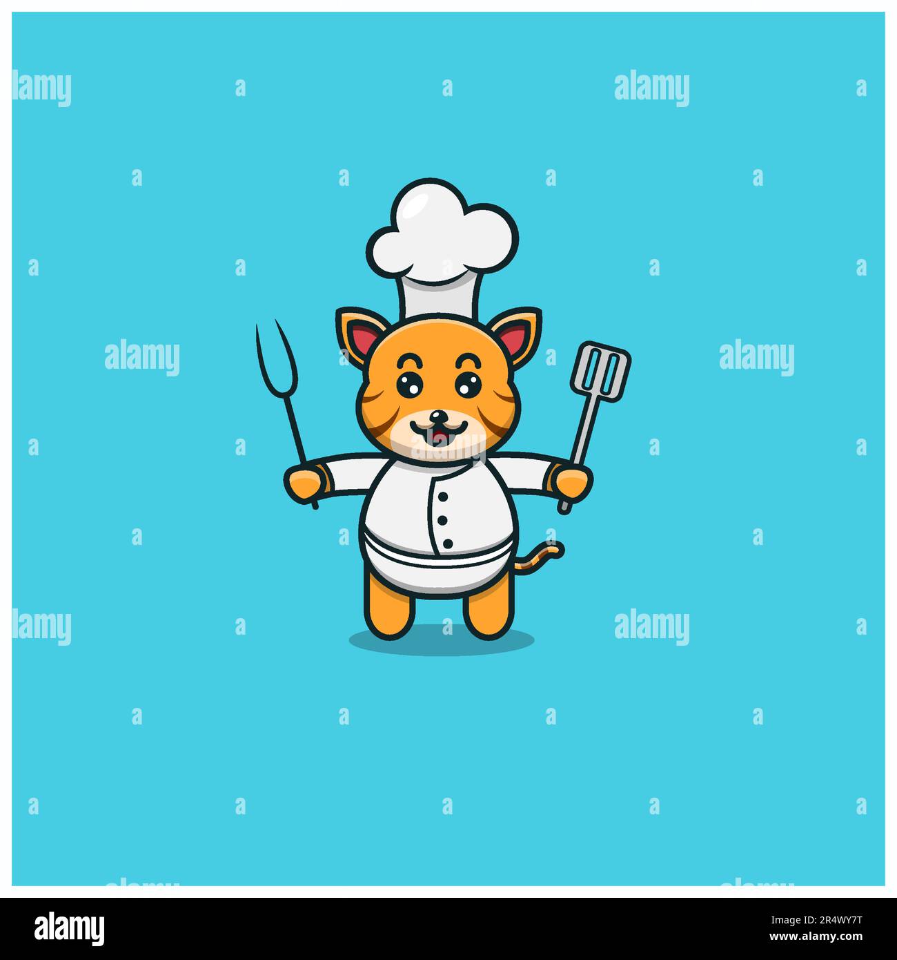 Cute Baby Tiger Chef. Character, Mascot, Icon, and Cute Design. Vector ...