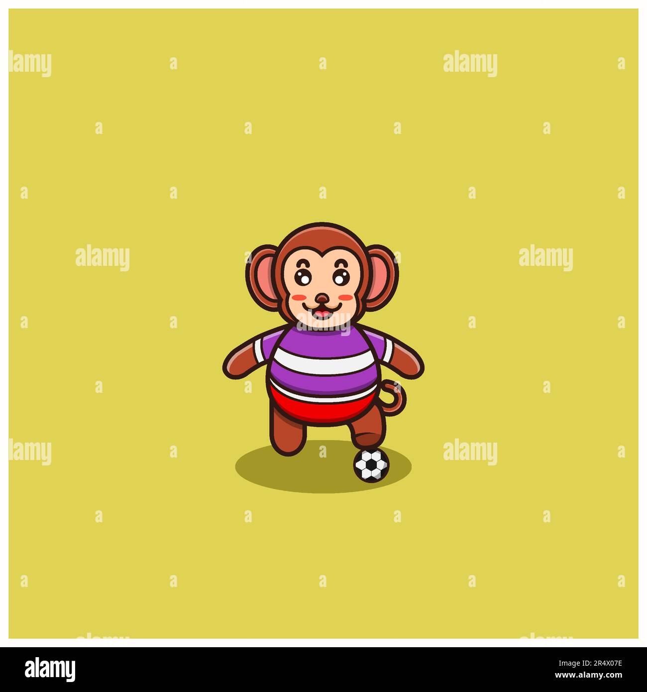 Cute Baby Monkey Wearing Football Costume. Character, Logo, Icon And ...